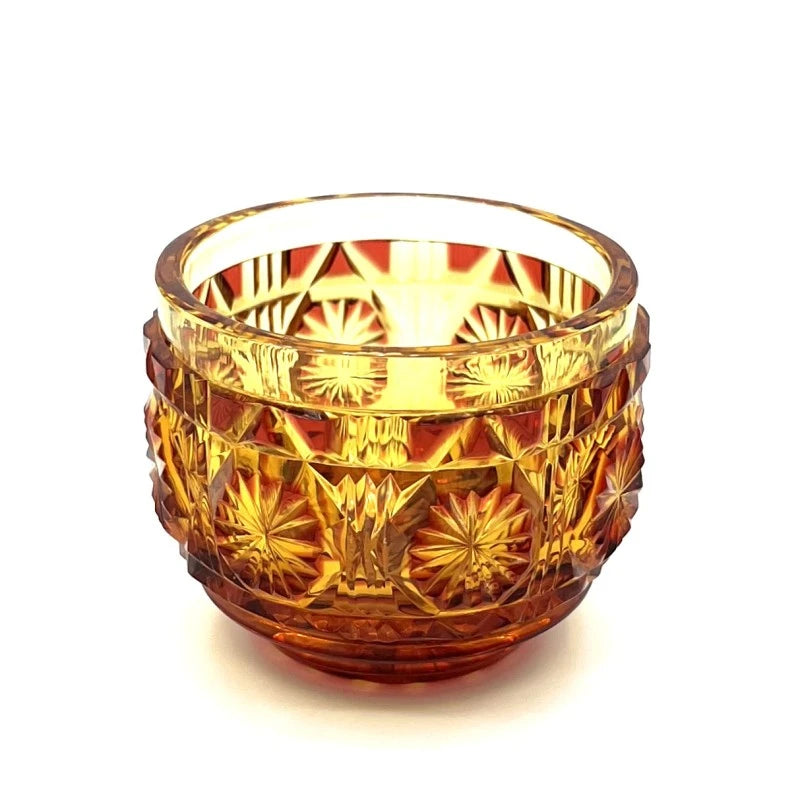 Satsuma Cut Glass Sake Cup with Kagome Pattern Amber – Ginza Natsuno
